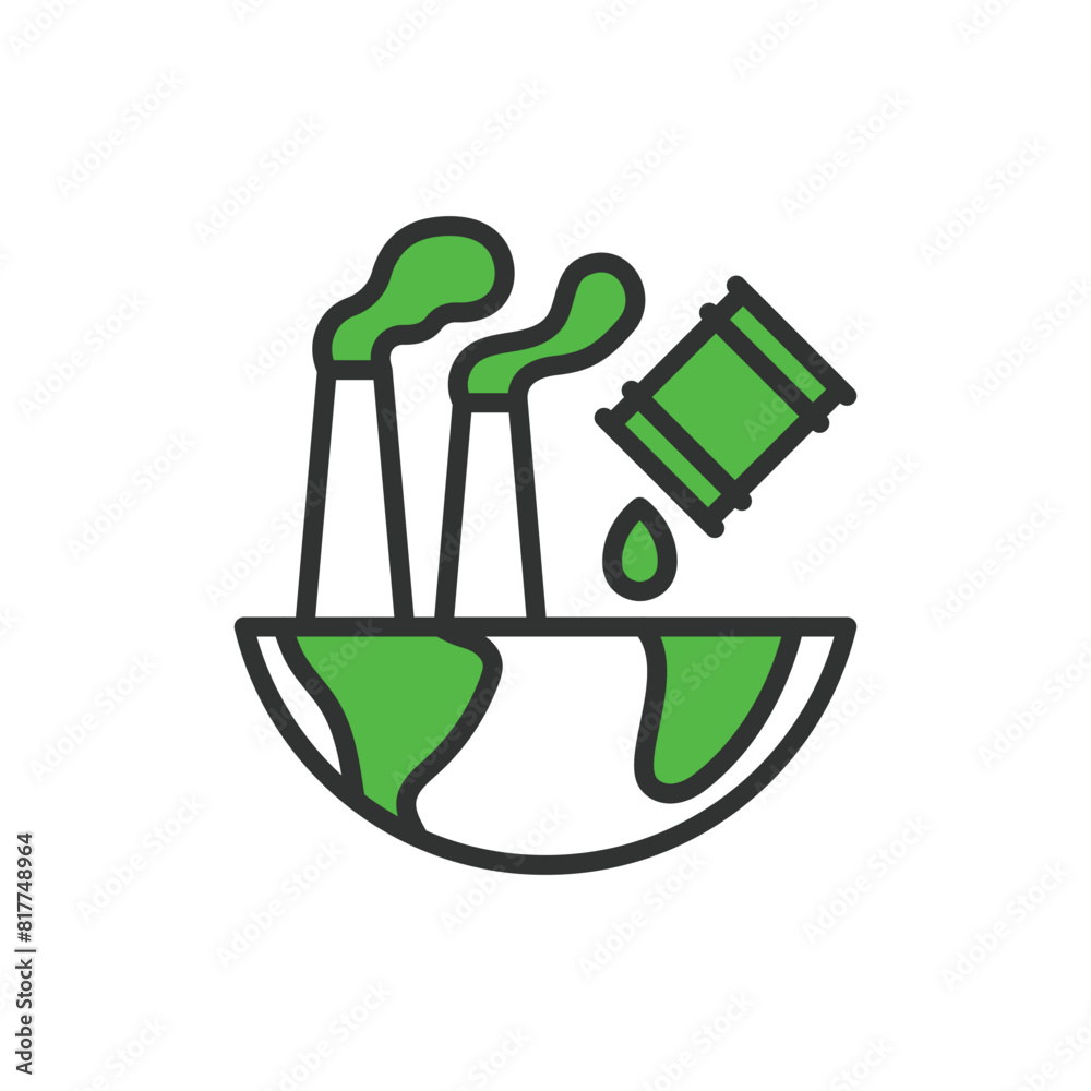 World pollution, in line design, green. Pollution, world, environment ...