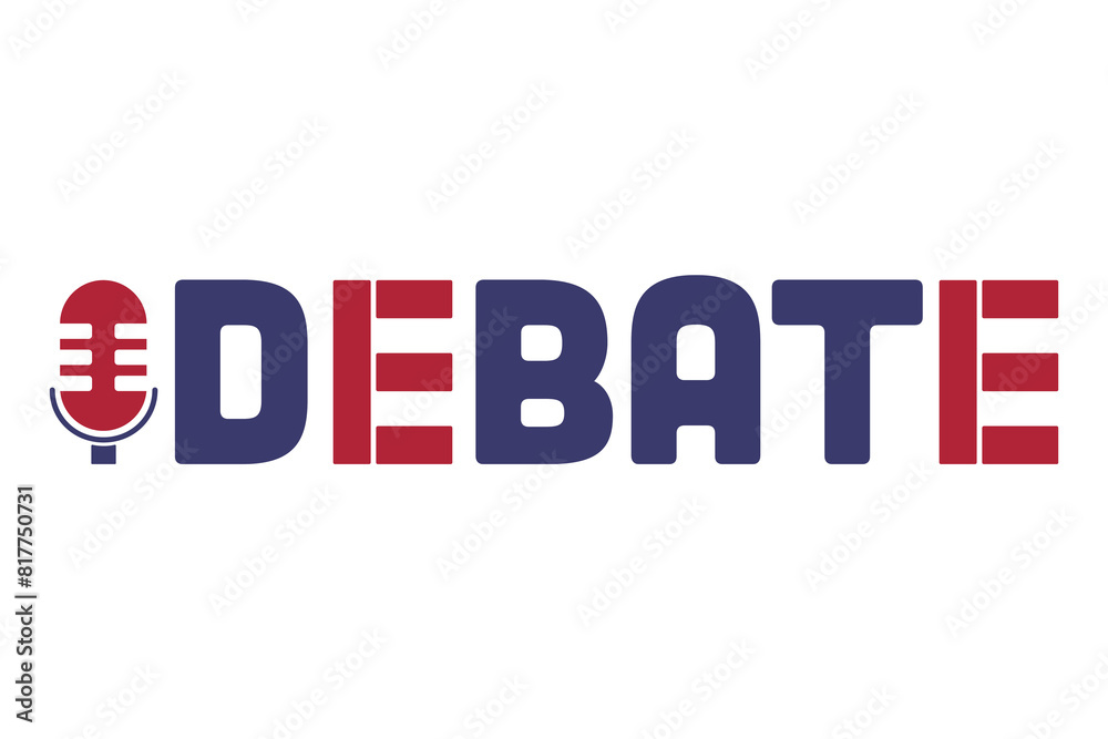 Modern and minimalist graphic for a debate event, featuring the word ...