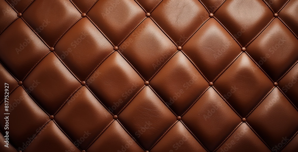 Brown leather upholstery texture with diamond pattern for background or ...