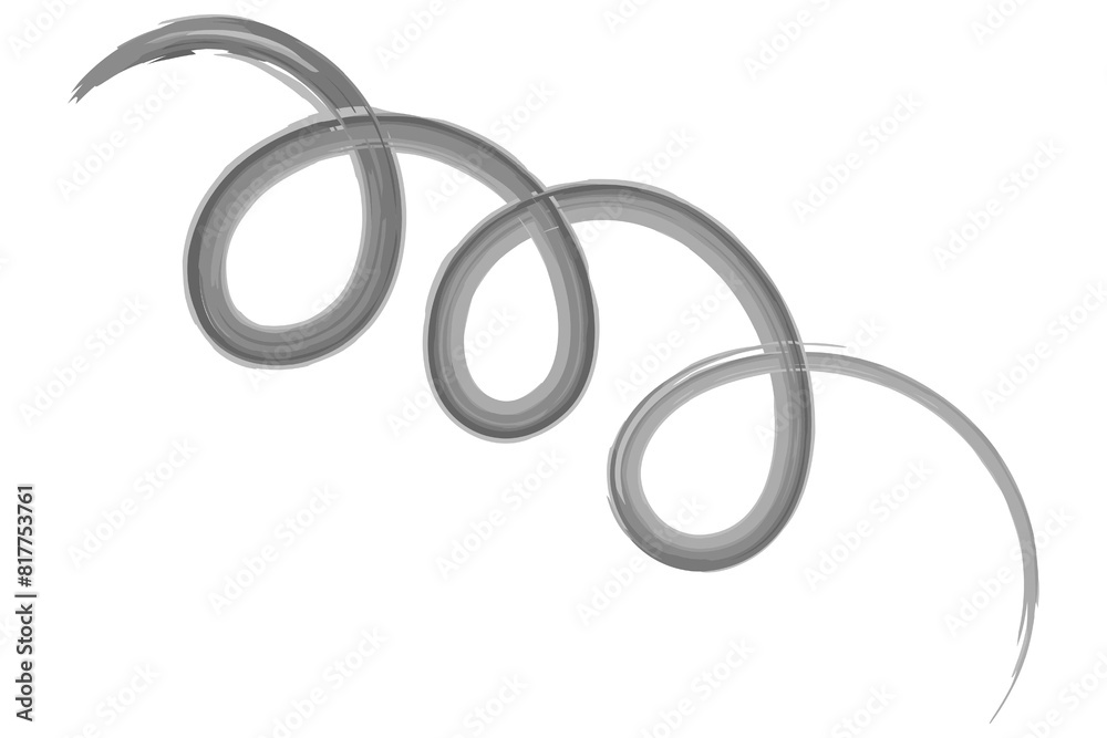 Spiral spring. Sketch. The coil of wire is twisted inward. Hand drawn ...