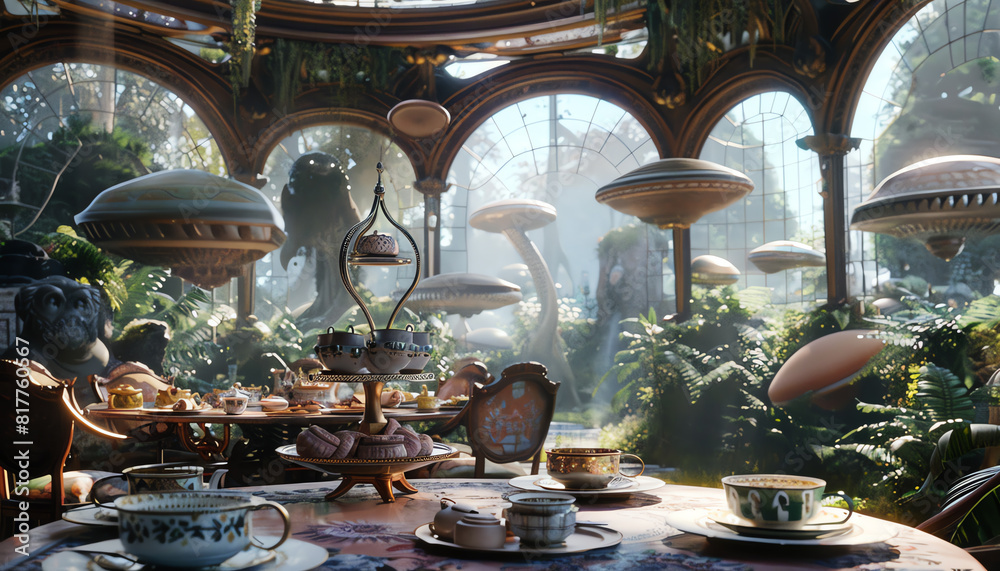 Infuse imagination into a digital masterpiece depicting a side view of ...