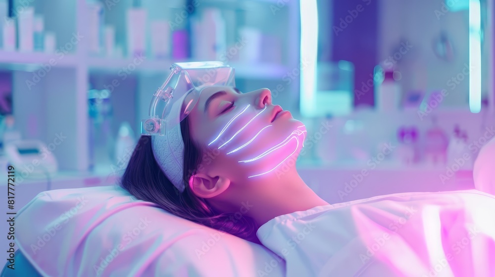 Amazing of dermatology with Glow HUD big Icon of skin layers, showing a ...
