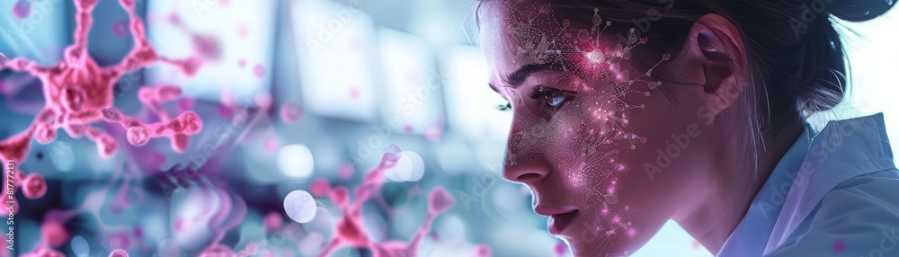 Amazing of dermatology with Glow HUD big Icon of skin layers, showing a ...