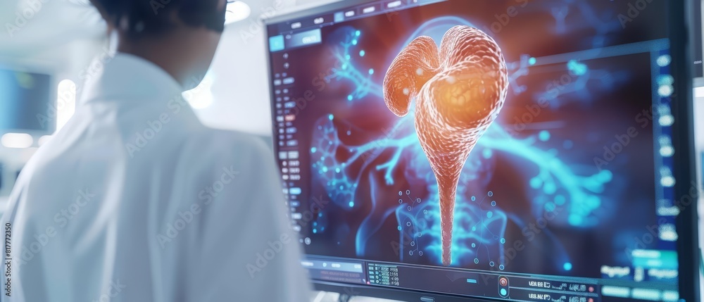 Amazing of endocrinology with Glow HUD big Icon of hormone secretion ...