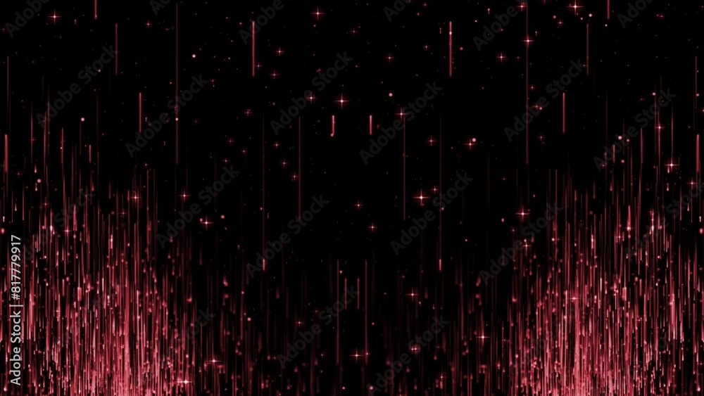 Digital background of red glowing stars falling on black, with vertical ...