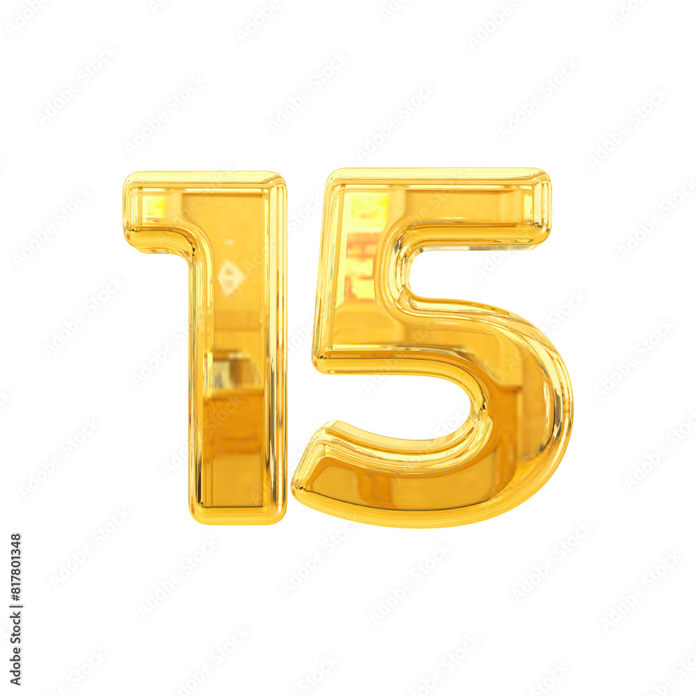 Number 15 gold 3d transparent background Background Stock Illustration ...