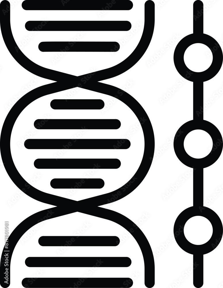 Vector illustration of dna strand icon in black and white, representing ...
