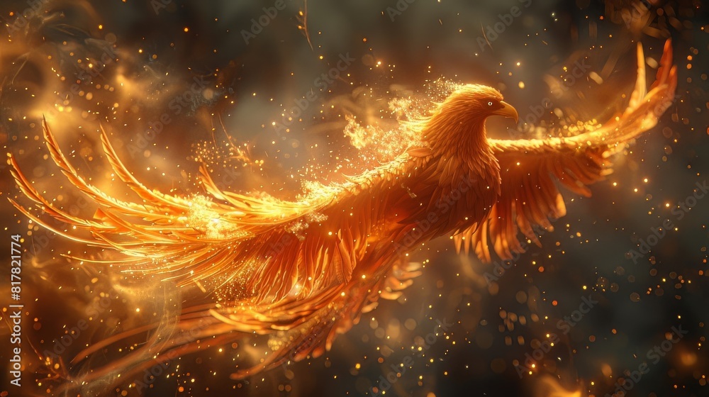 Phoenix bird fire fantasy firebird abstract magic 3D eagle animal ...