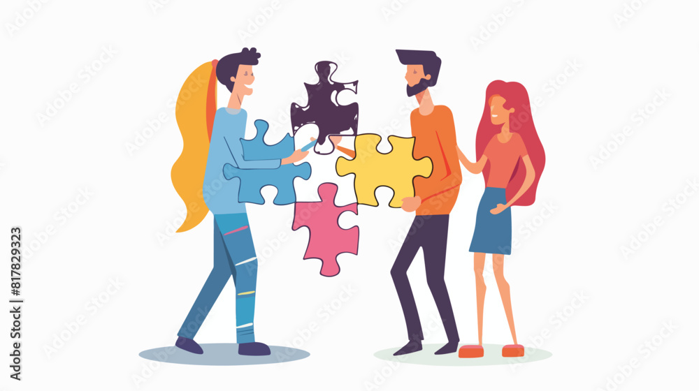 Cartoon male and female with mismatch puzzle vector f Stock Vector ...
