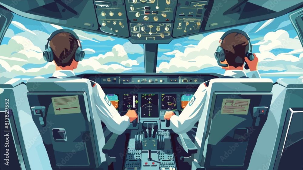Cartoon male pilot cockpit plane with control board vector Stock Vector ...