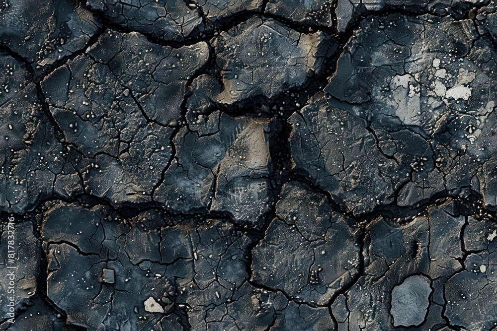 Seamless road pavement texture featuring asphalt with cracks and subtle ...