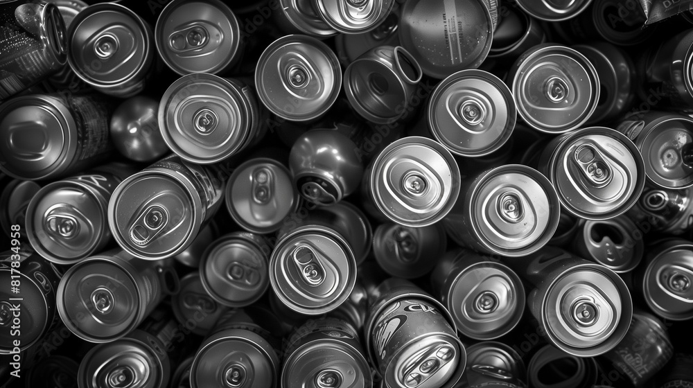 Monochrome color Abstract pattern many soda drinks cans top view on ...