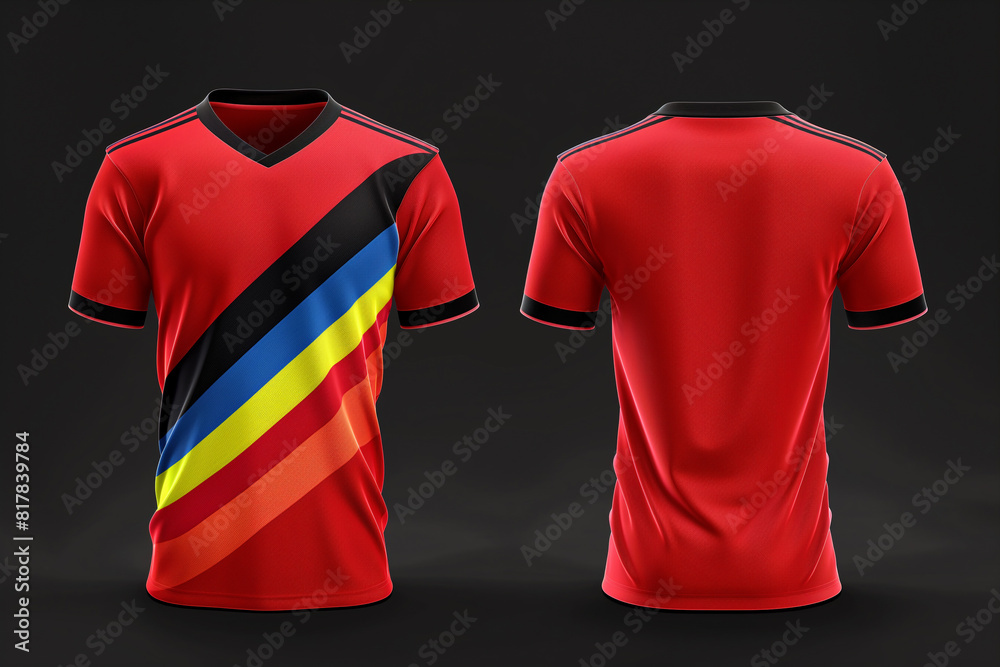 red jersey template for team club, jersey sport, front and back, Tshirt ...