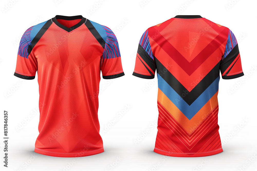 red jersey template for team club, jersey sport, front and back, Tshirt ...