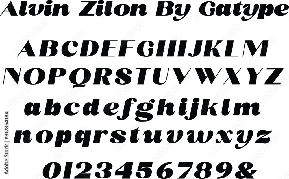 Elegant serif font alphabet typeface font number and ampersand ...