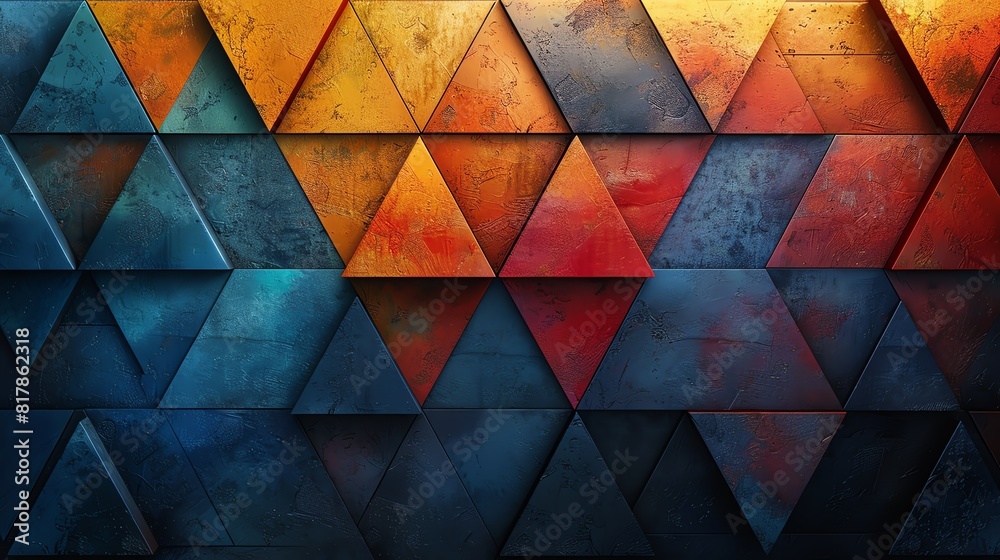 Geometric pattern with interlocking triangles, vibrant colors and sharp angles Stock ...