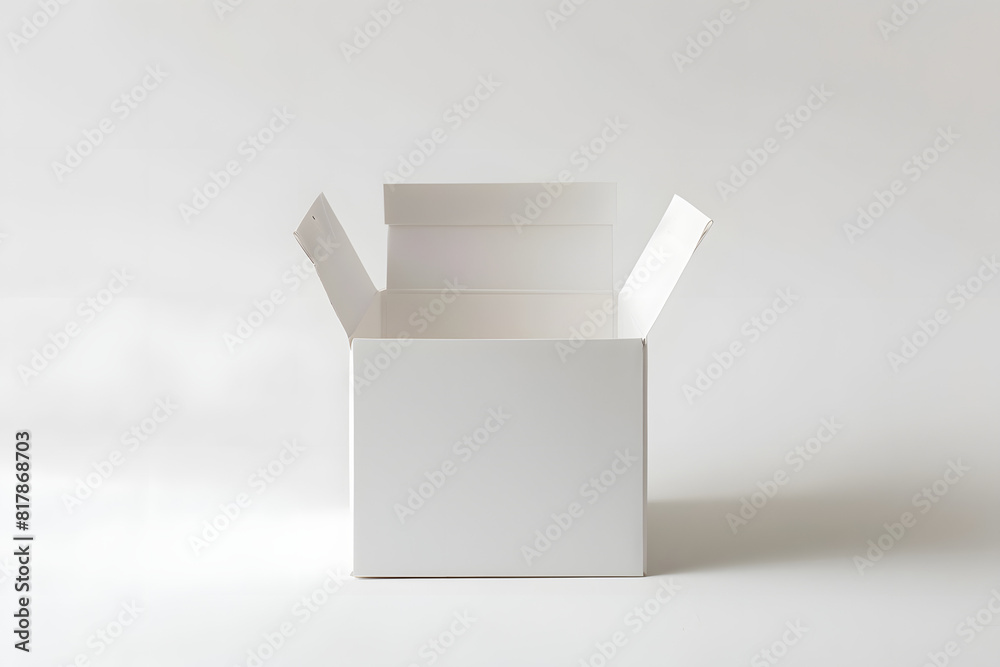 A high-resolution mockup of a blank cereal box on a solid white ...