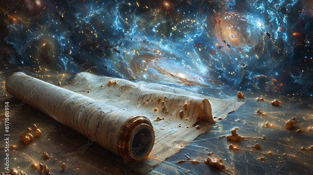 Divine Revelation A mystical scene with ancient scrolls unfurling ...