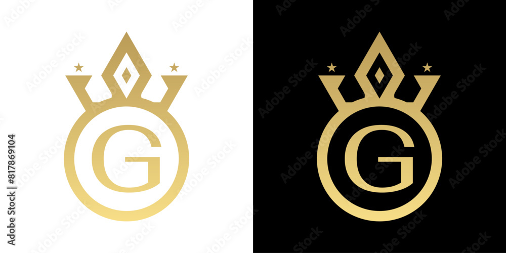 Letter G Crown Logo, Letter G Logo with crown Template for Sign Luxury ...