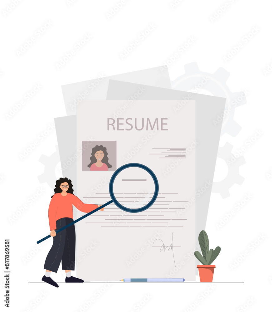 Writing resume for finding work, searching personnel, application form ...