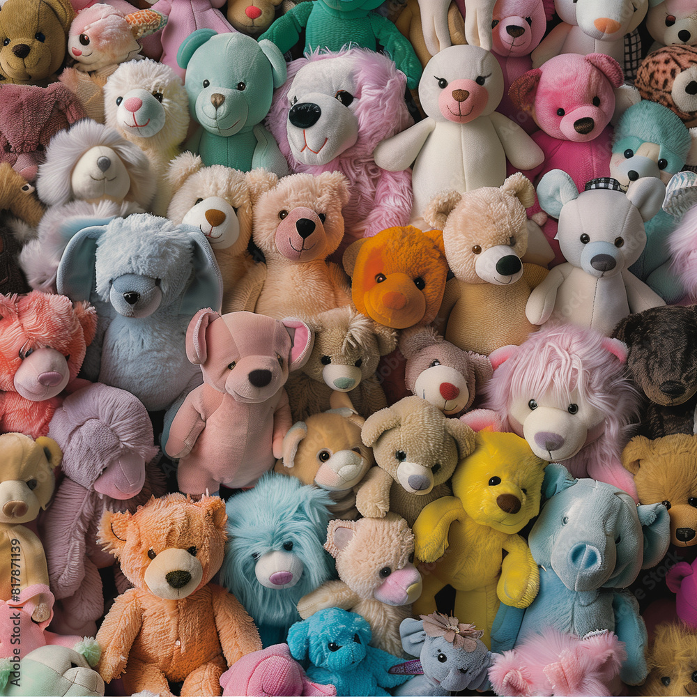 Fondo Con Detalle Y Textura De Multitud De Peluches De Diferentes