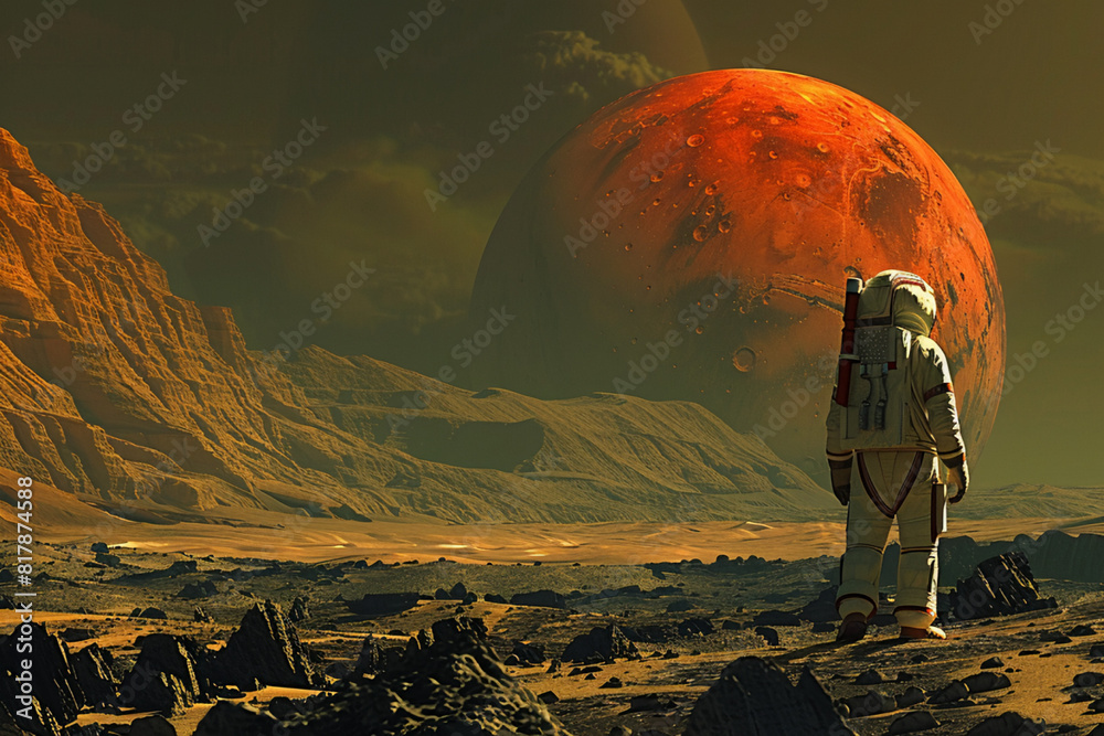 Depict Mars' moon Phobos as a graceful dancer in the Martian sky ...