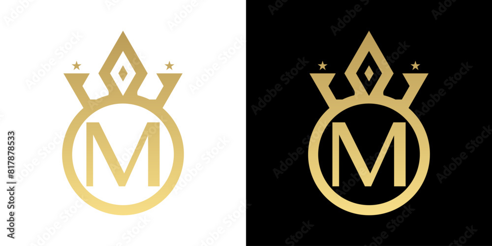 Letter M Crown Logo, Letter M Logo with crown Template for Sign Luxury ...