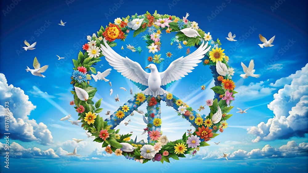 Generative ai. Illustration of a large peace symbol made of colorful ...