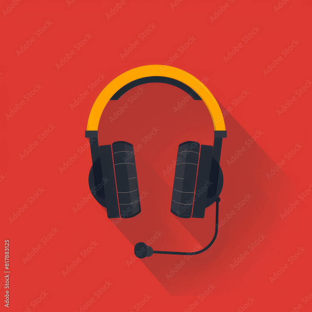 A cartoonish drawing of a pair of headphones with a microphone on the ...