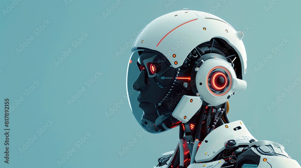 robot flat design side view cyberpunk theme 3D render Tetradic color ...