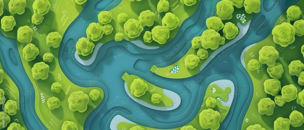 nature flat design top view river theme animation Tetradic color scheme ...