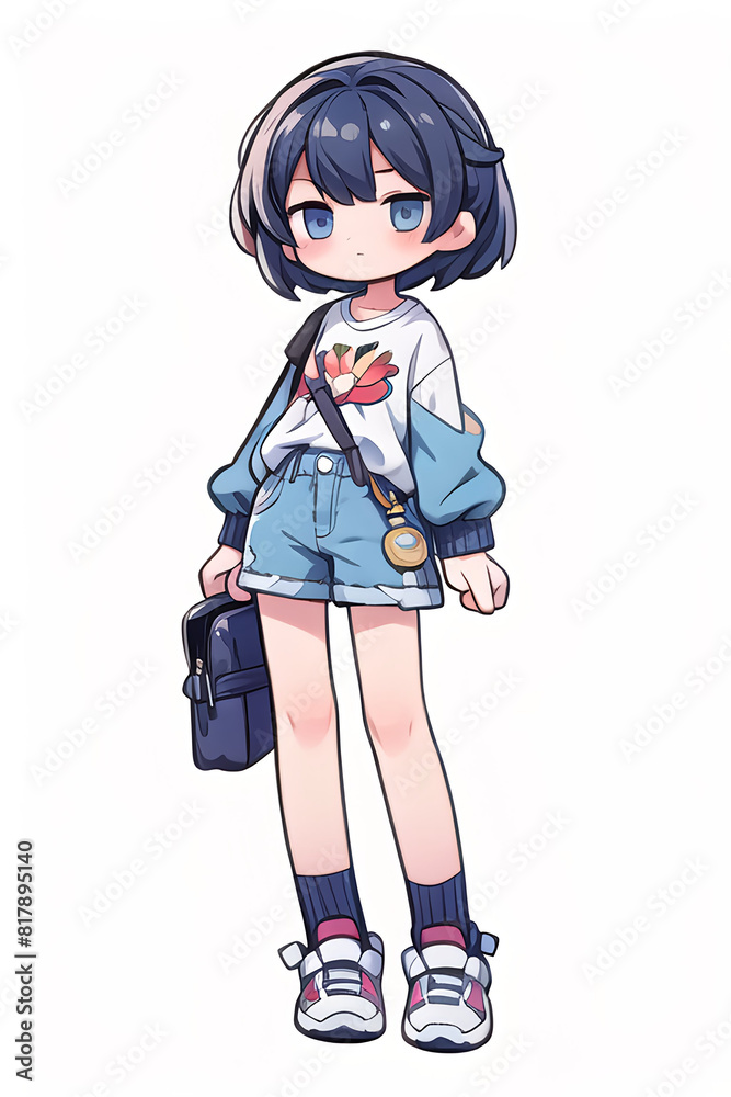chibi cute girl character generative ai Stock Illustration | Adobe Stock