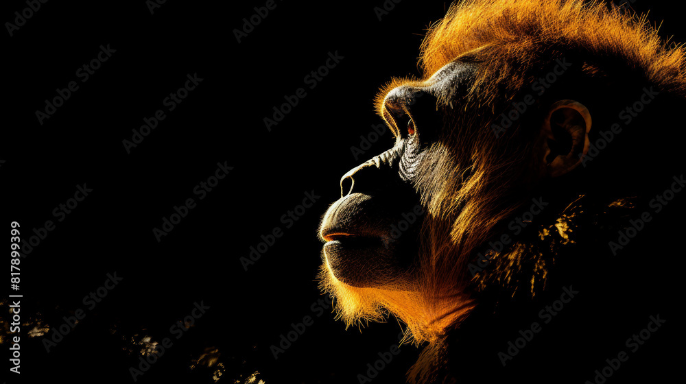 Stunning close-up portrait of a contemplative chimpanzee in its natural ...