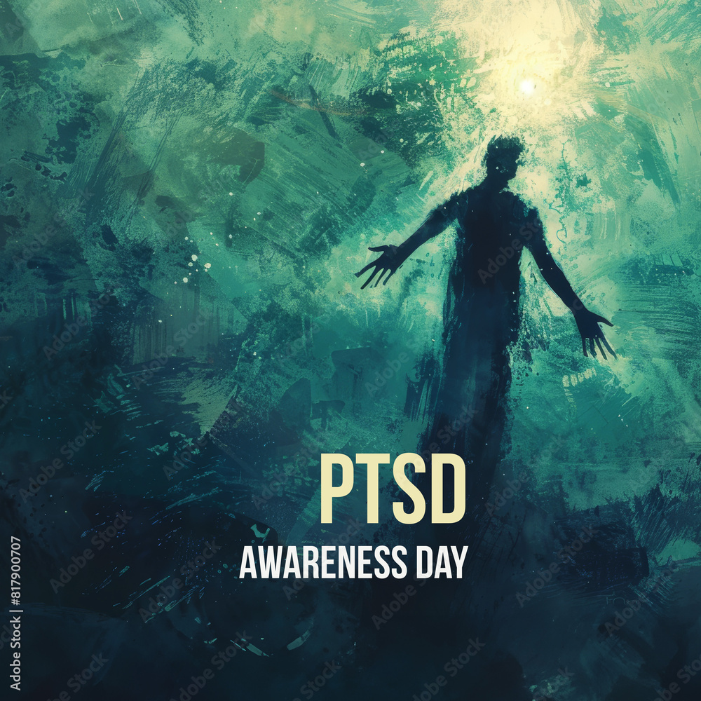 Artistic Shadow Silhouette for PTSD Awareness Day with Hopeful Light ...