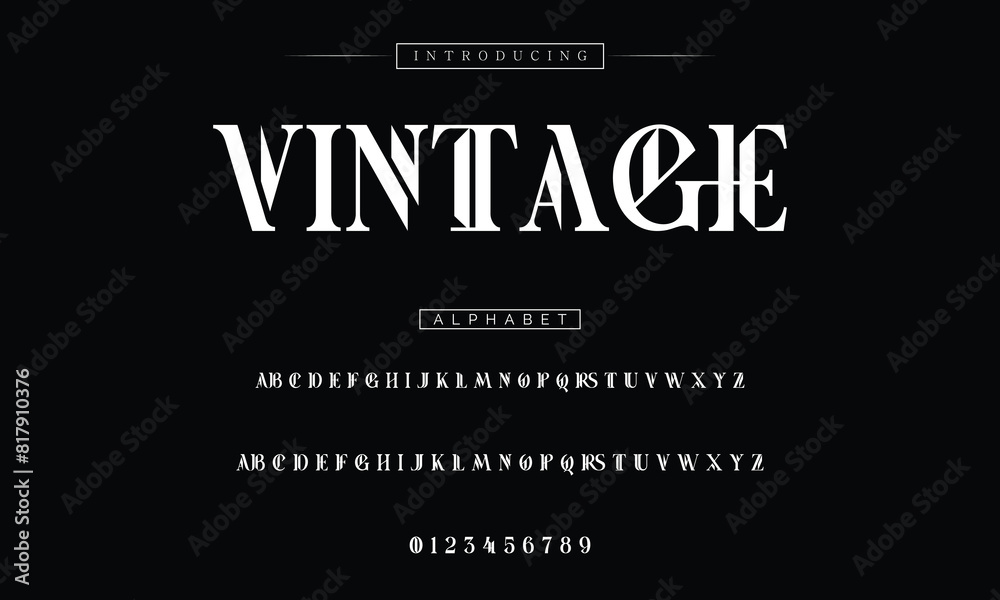 Vintage decorative font. Lettering design in retro style with label ...