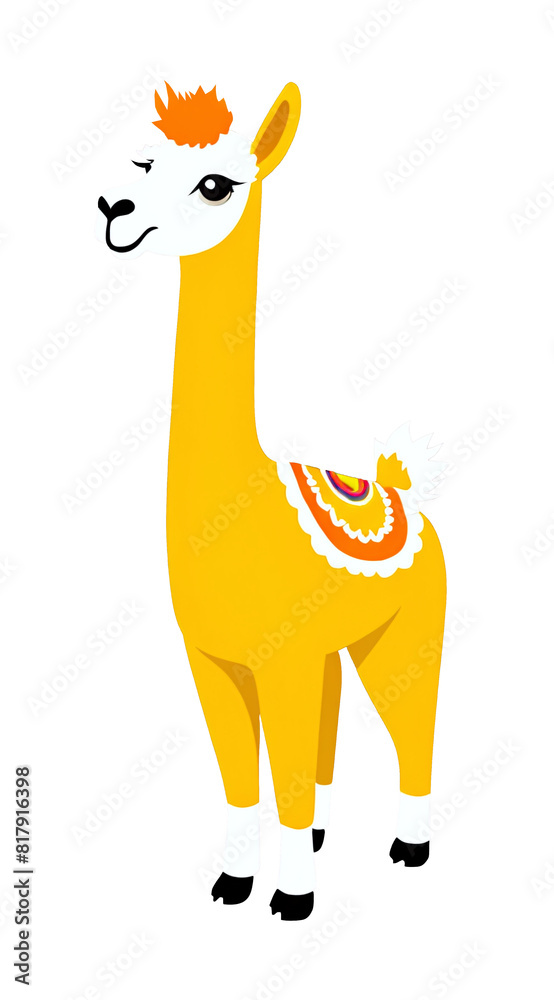 Cute llama isolated on transparent background. Fun lama cartoon ...