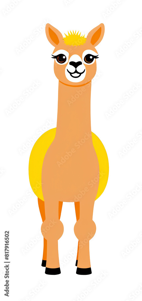 Cute llama isolated on transparent background. Fun lama cartoon ...