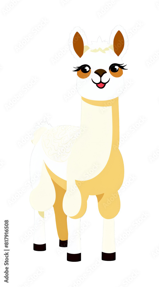 Cute llama isolated on transparent background. Fun lama cartoon ...