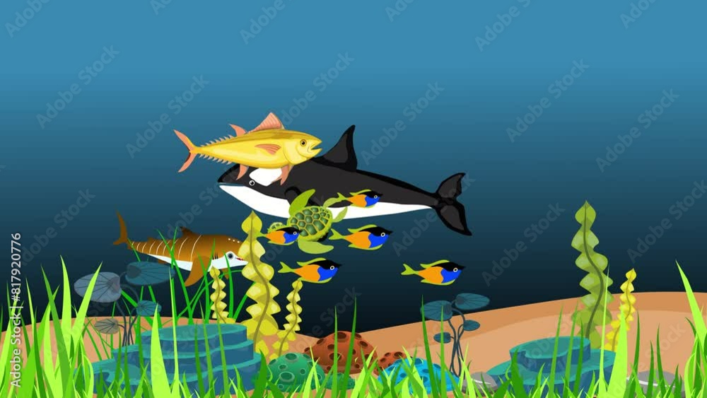 Sea life underwater animation sharks fishes cartoon scene Stock Video ...
