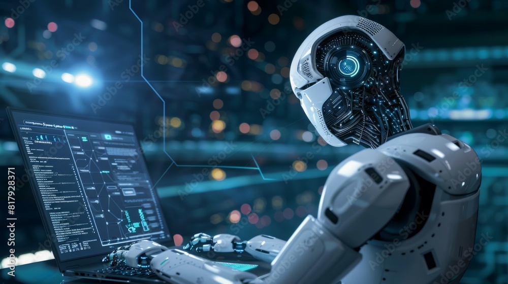 AI Analytics robot background Stock Illustration | Adobe Stock