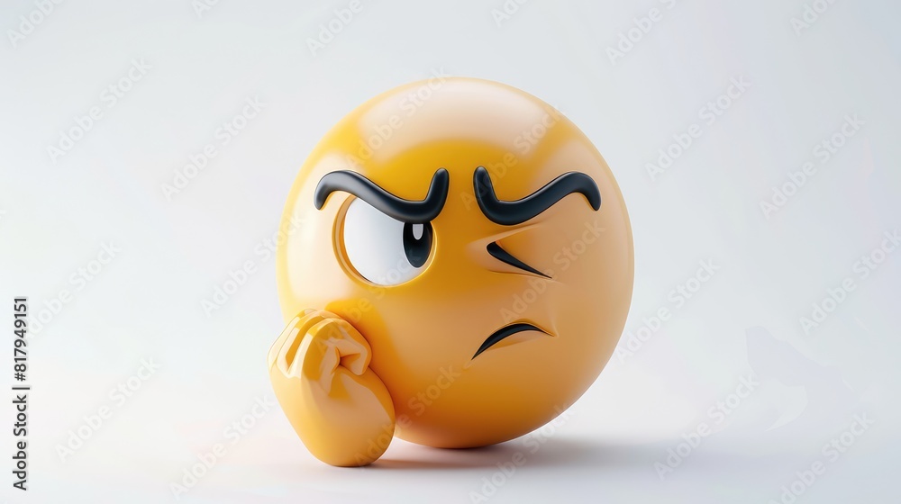 A thinking face emoji with a raised eyebrow symbolizing contemplation ...
