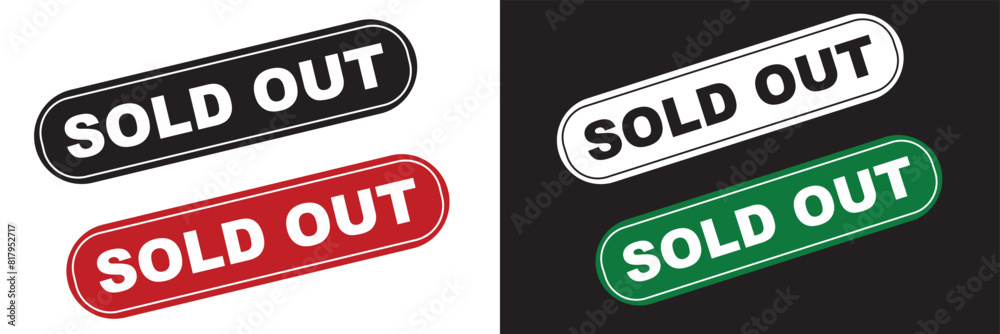 Sold out sign label stamp. sold out red stamp text on Rectangular white ...