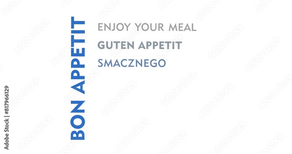 Enjoy your meal kinetic text abstract concept loop animated. Bon ...