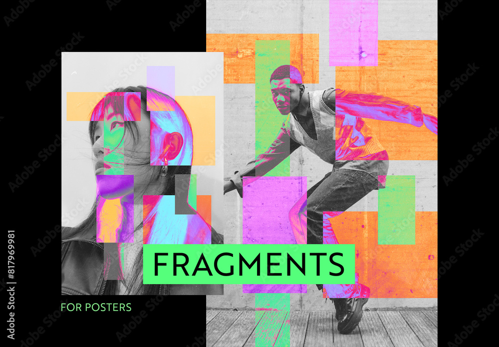 Acid Fragments Poster Photo Effect Mockup Stock Template | Adobe Stock