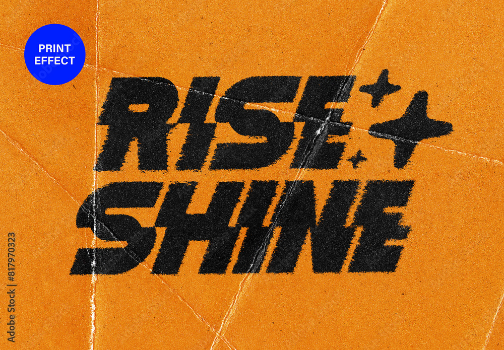 Distressed Print Text Effect Mockup Stock Template | Adobe Stock