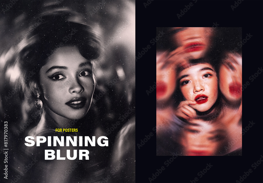 Spinning Blurred Poster Photo Effect Mockup Stock Template | Adobe Stock