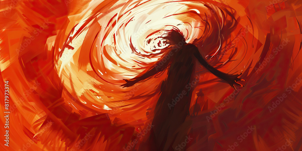 The desperate figure, consumed by their own whirlwind of despair ...