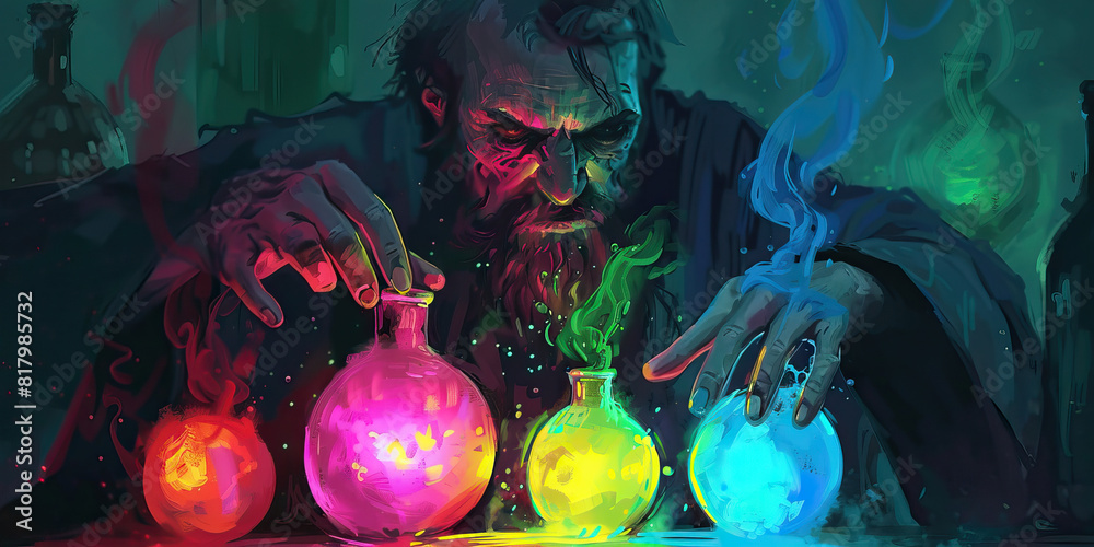 The Symphony of Elemental Alchemy: An ethereal figure, garbed in ...