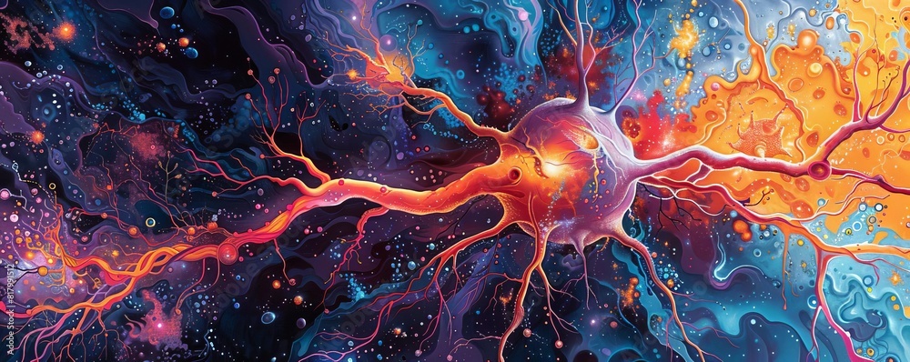 A vivid illustration of a neuron, mapping the complex interplay of ...
