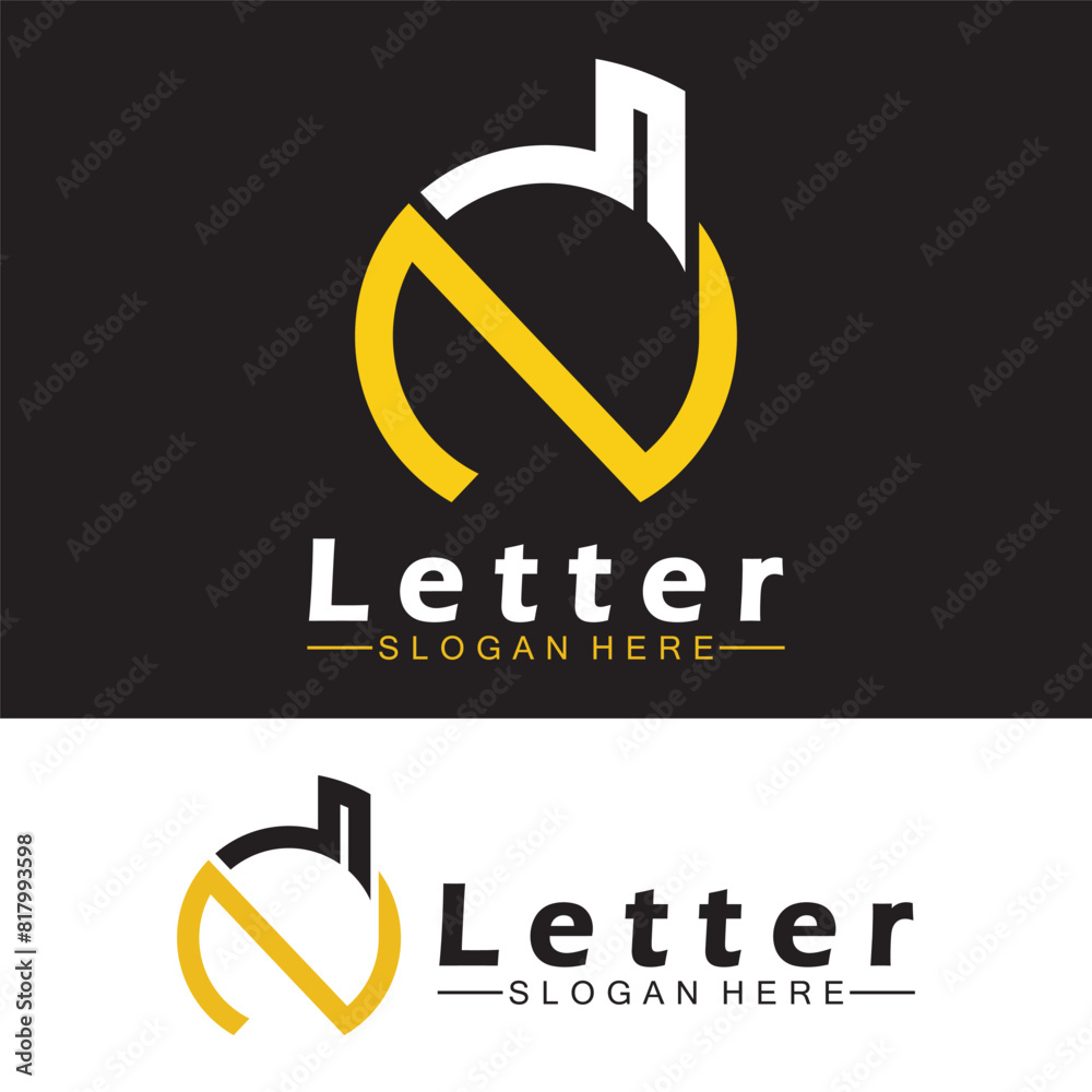 Alphabet letters monogram logo DN, ND, D and N, elegant and ...